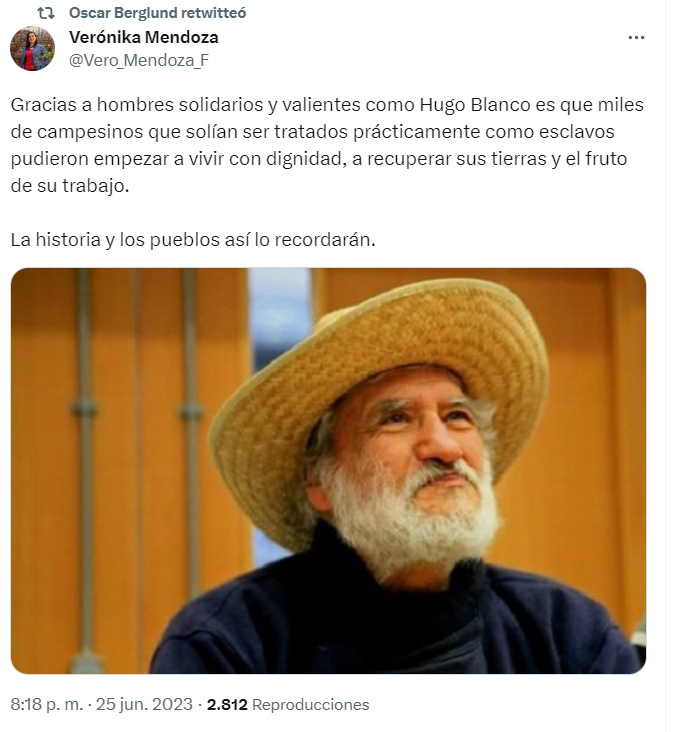 Hugo Blanco, líder campesino y exdiputado, murió a los 88 años en ...