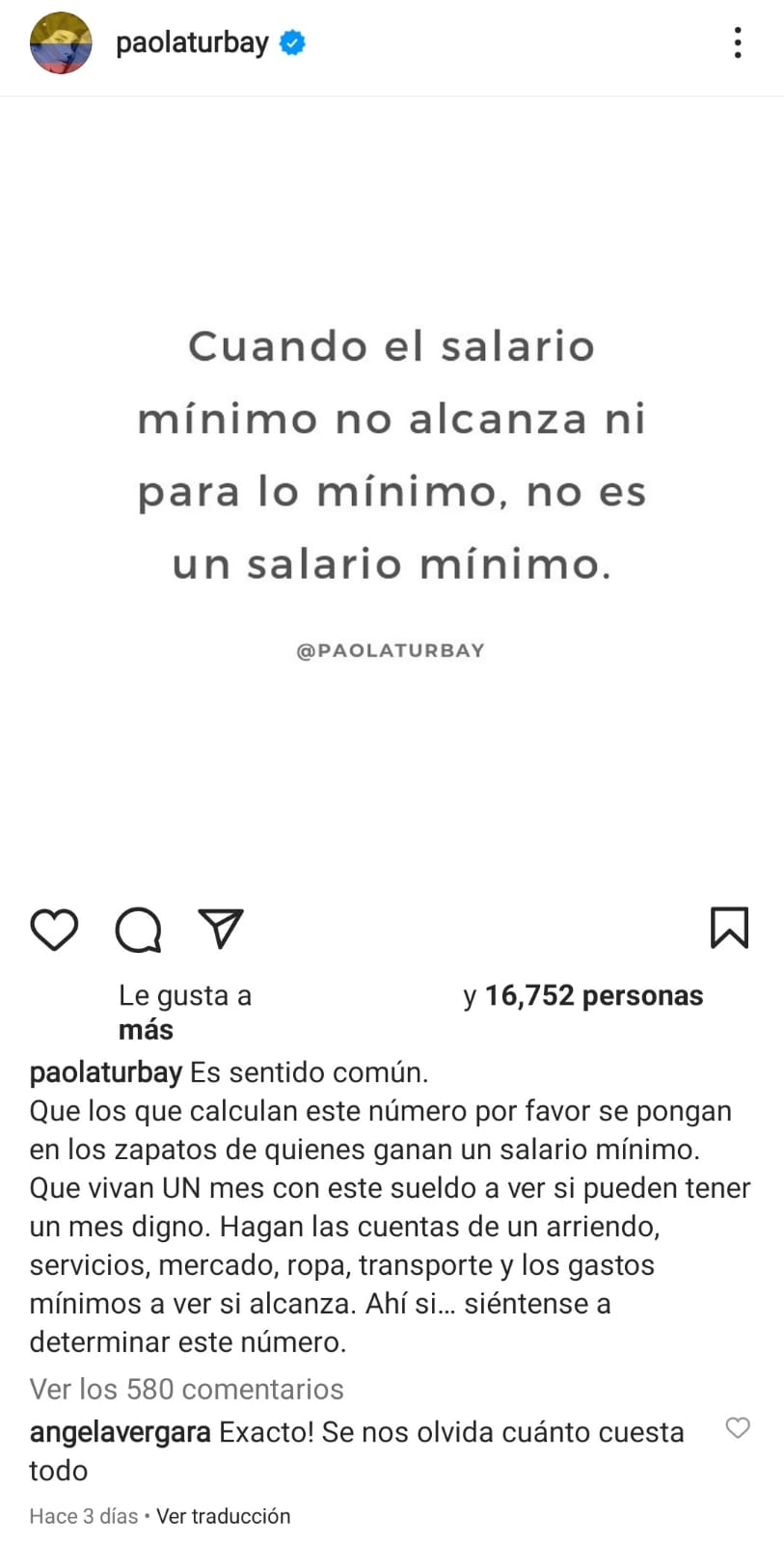 Paola Turbay Cuestionó Aumento Del Salario Mínimo “vivan Un Mes Con