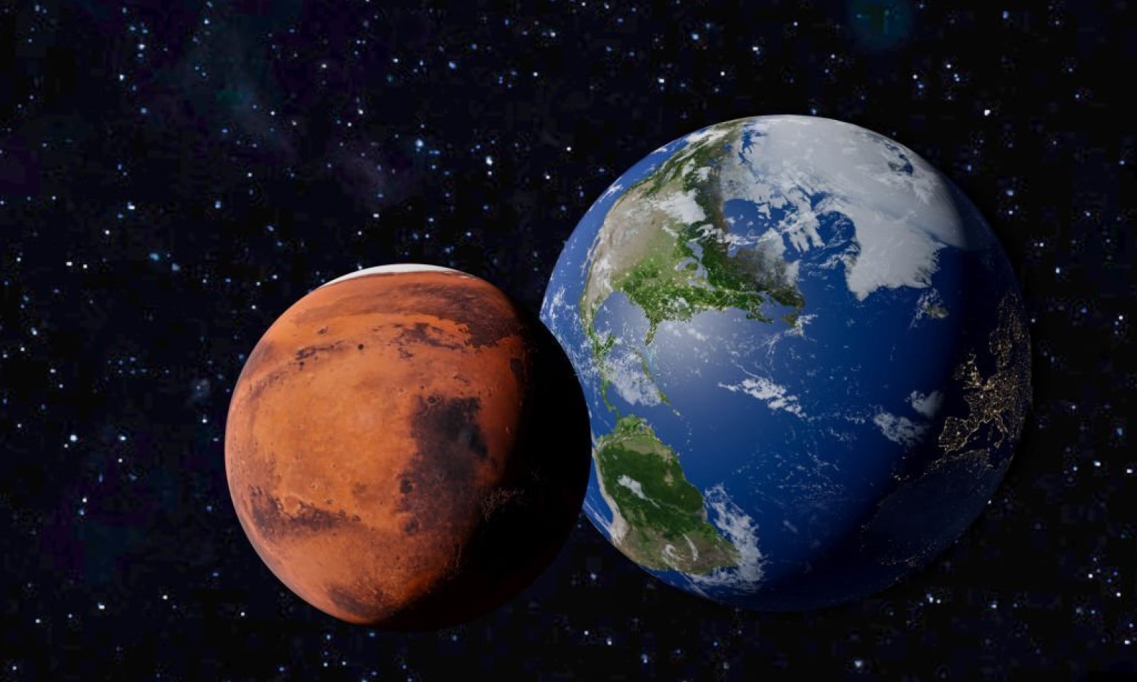 Tierra Marte Espacio Marte, En Su Punto Más Cercano A La Tierra En 15