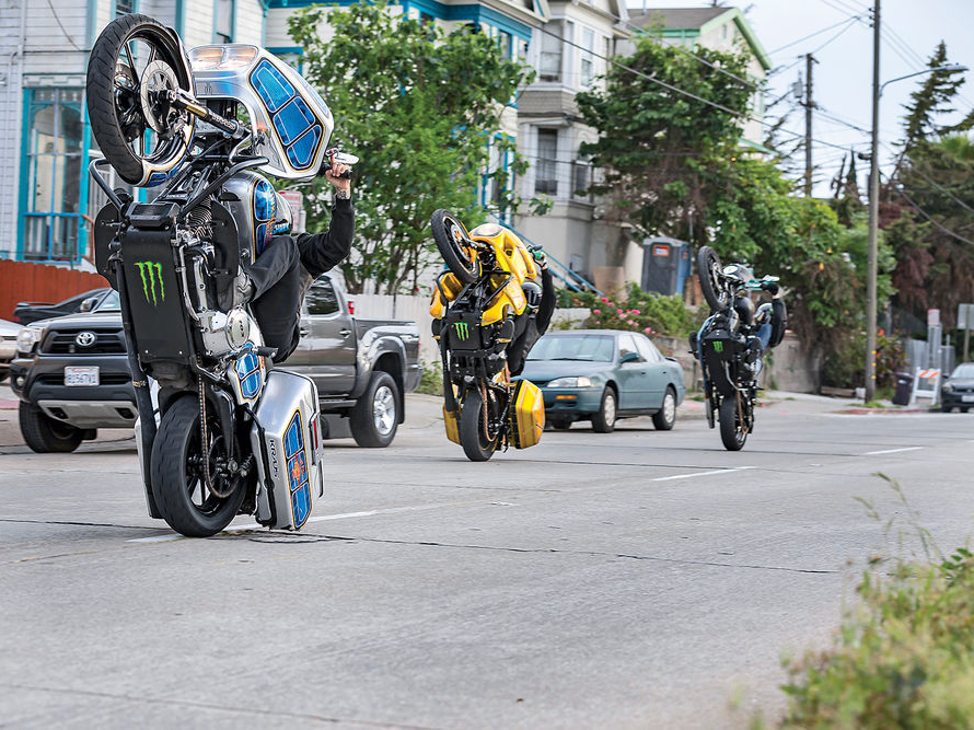 Street Bike Stunts On Highway
