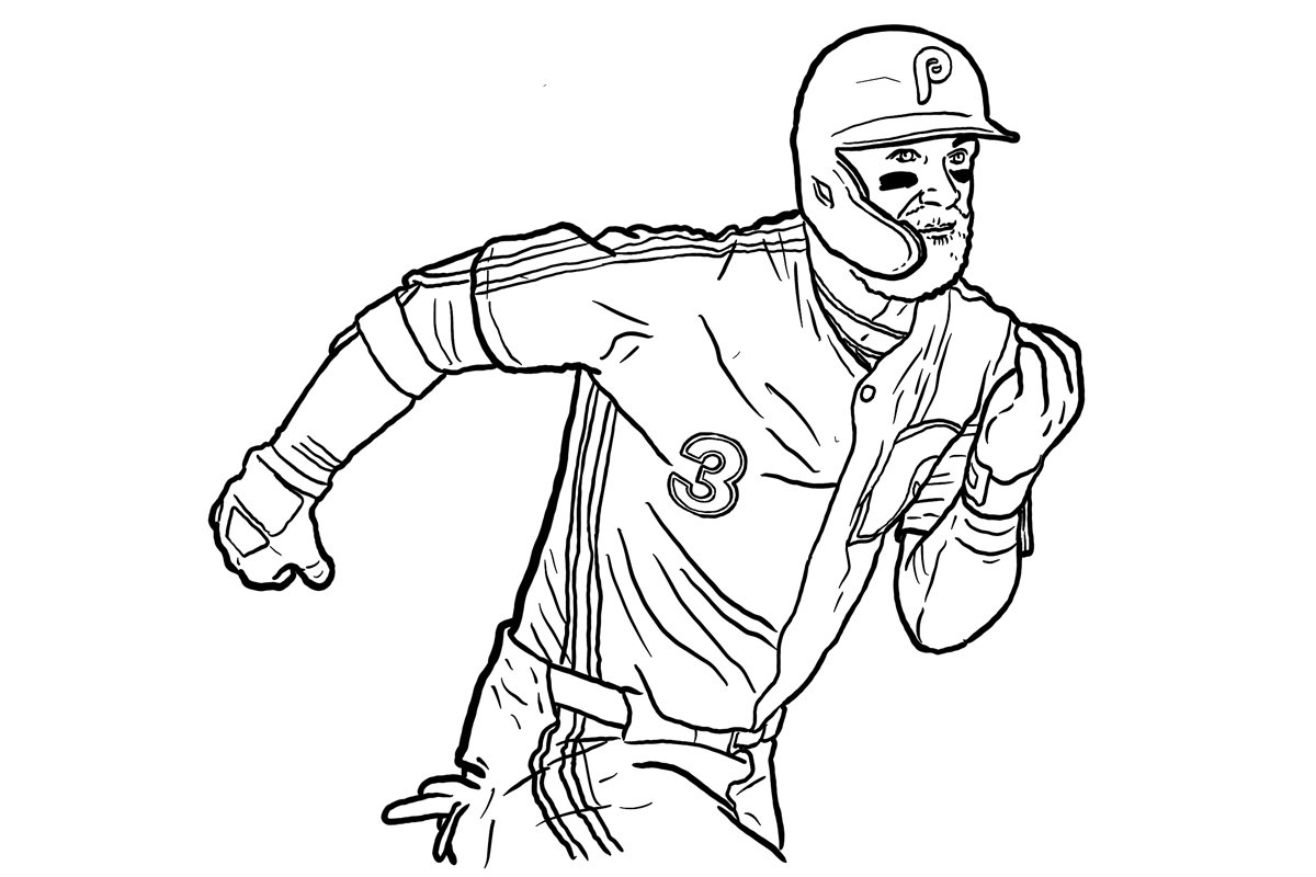 Printable Phillies coloring pages, featuring Bryce Harper and more