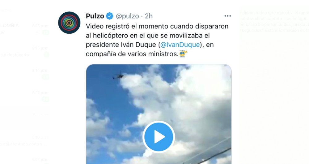 Pulzo publica video falso del atentado contra el presidente Duque