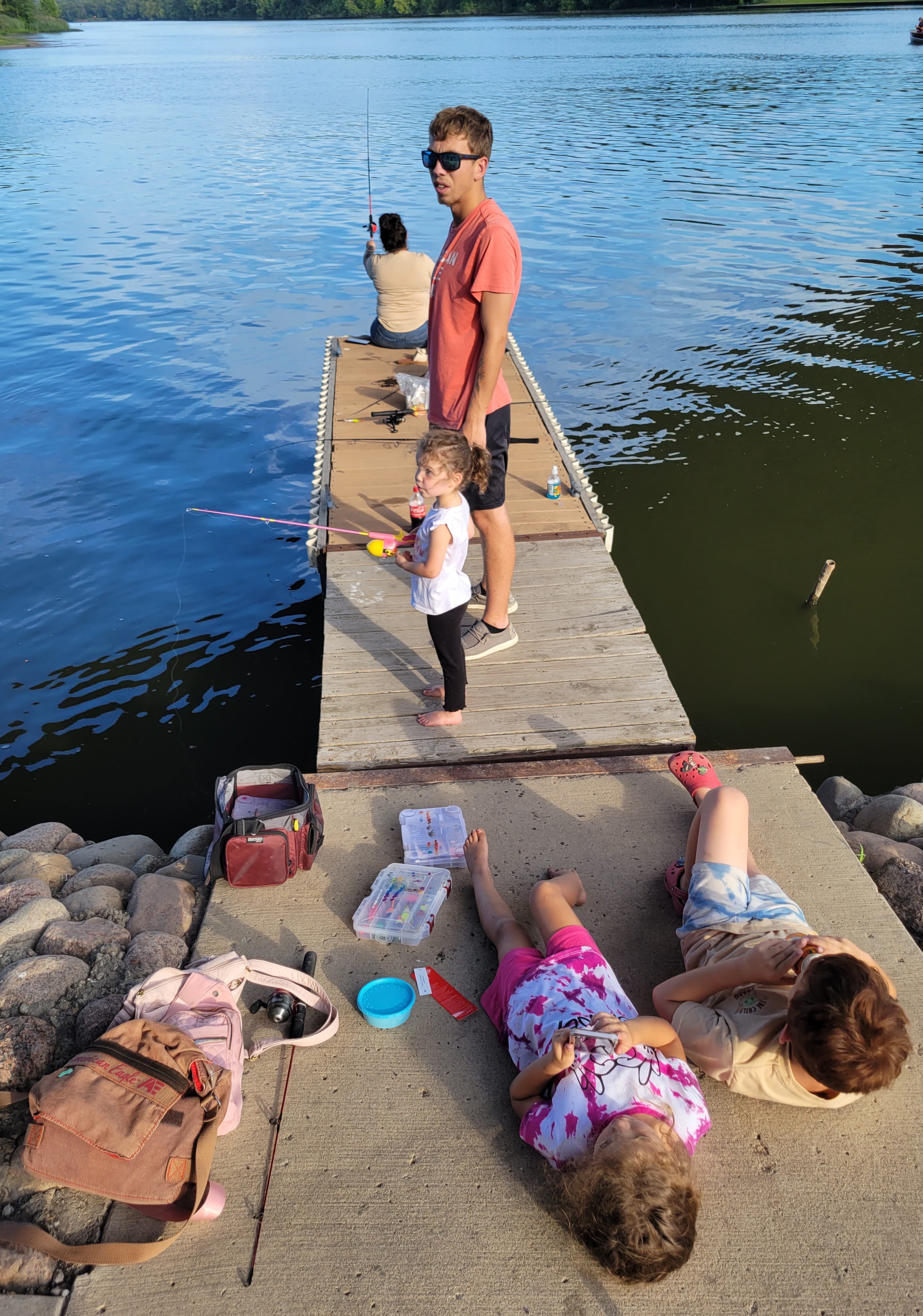 Kids Fishing Off Dock