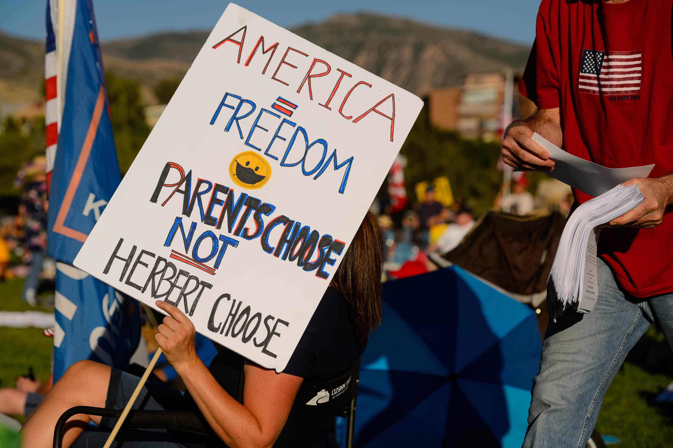 Hundreds protest Utah governor’s order requiring children to wear masks ...