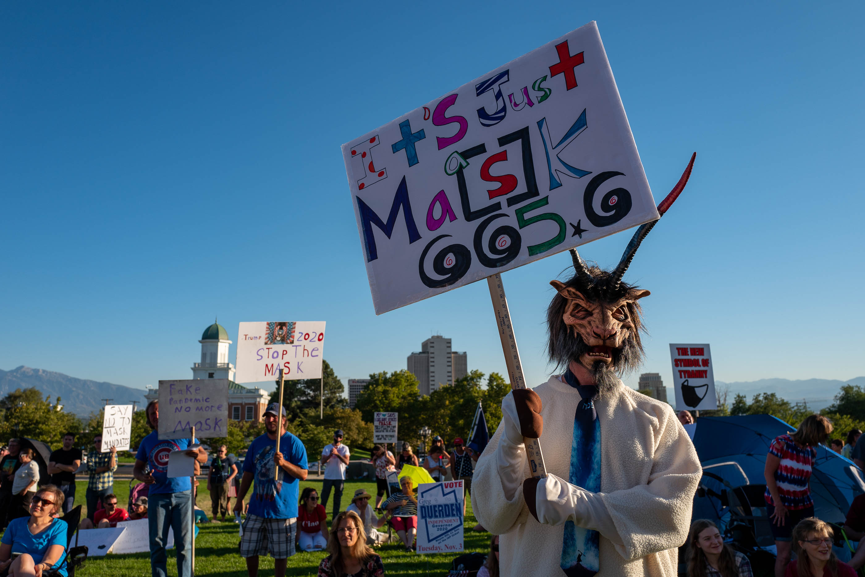 Hundreds protest Utah governor’s order requiring children to wear masks ...