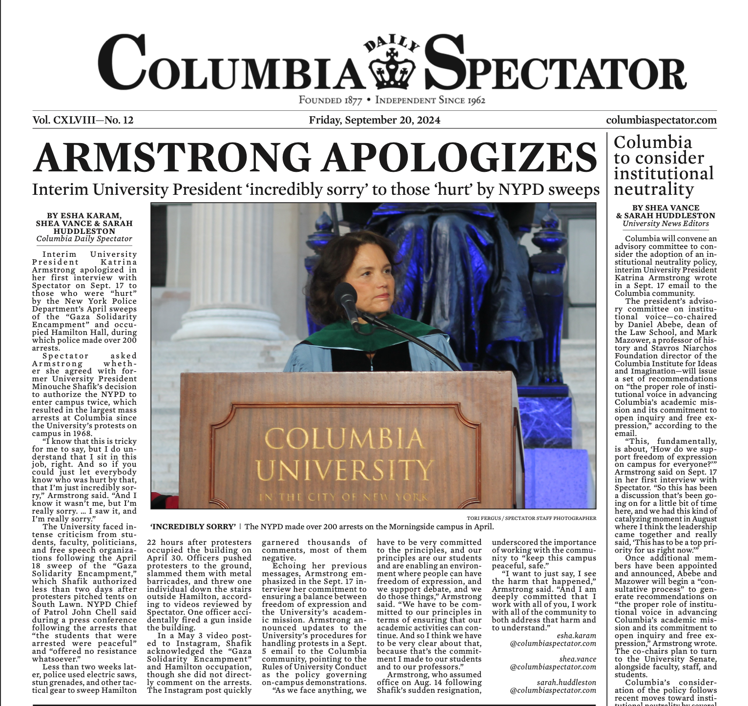 Homepage - Columbia Daily Spectator