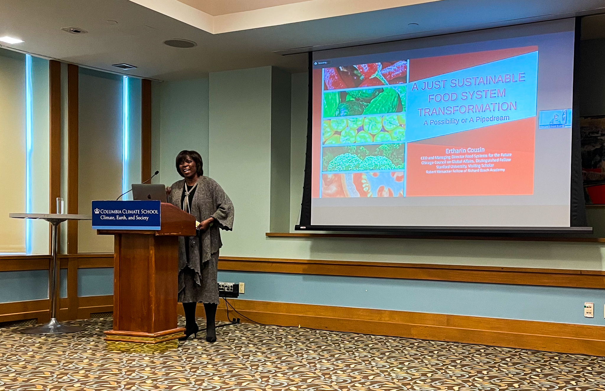 Climate School hosts former U.N. Ambassador Ertharin Cousin Climate School hosts former U.N. Ambassador Ertharin Cousin