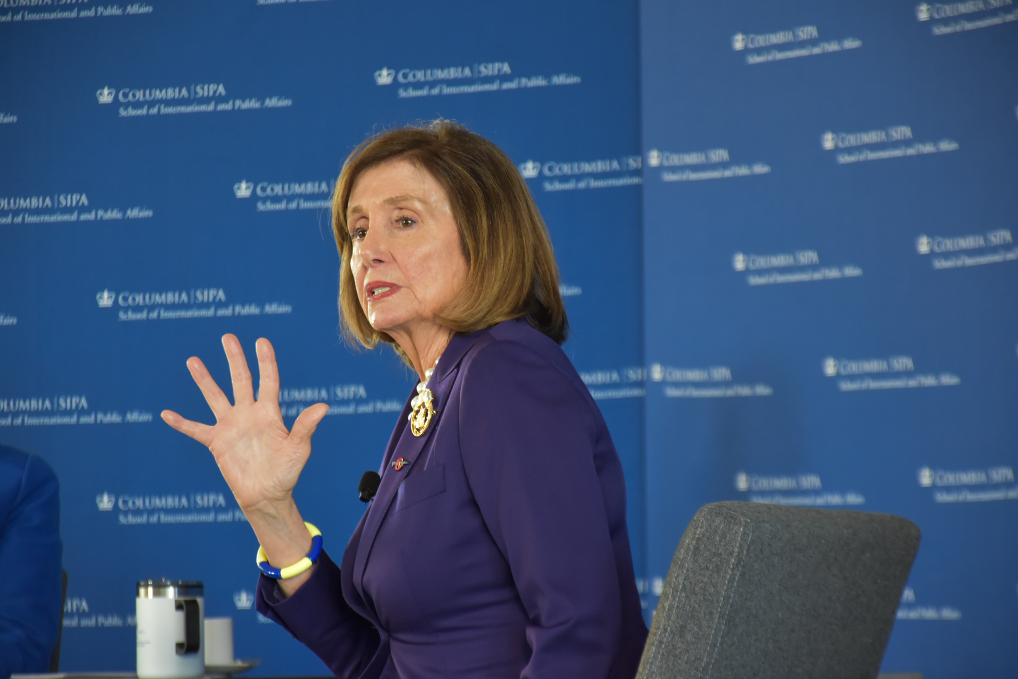 Nancy Pelosi visits Columbia in SIPA spotlight interview with Hillary ...