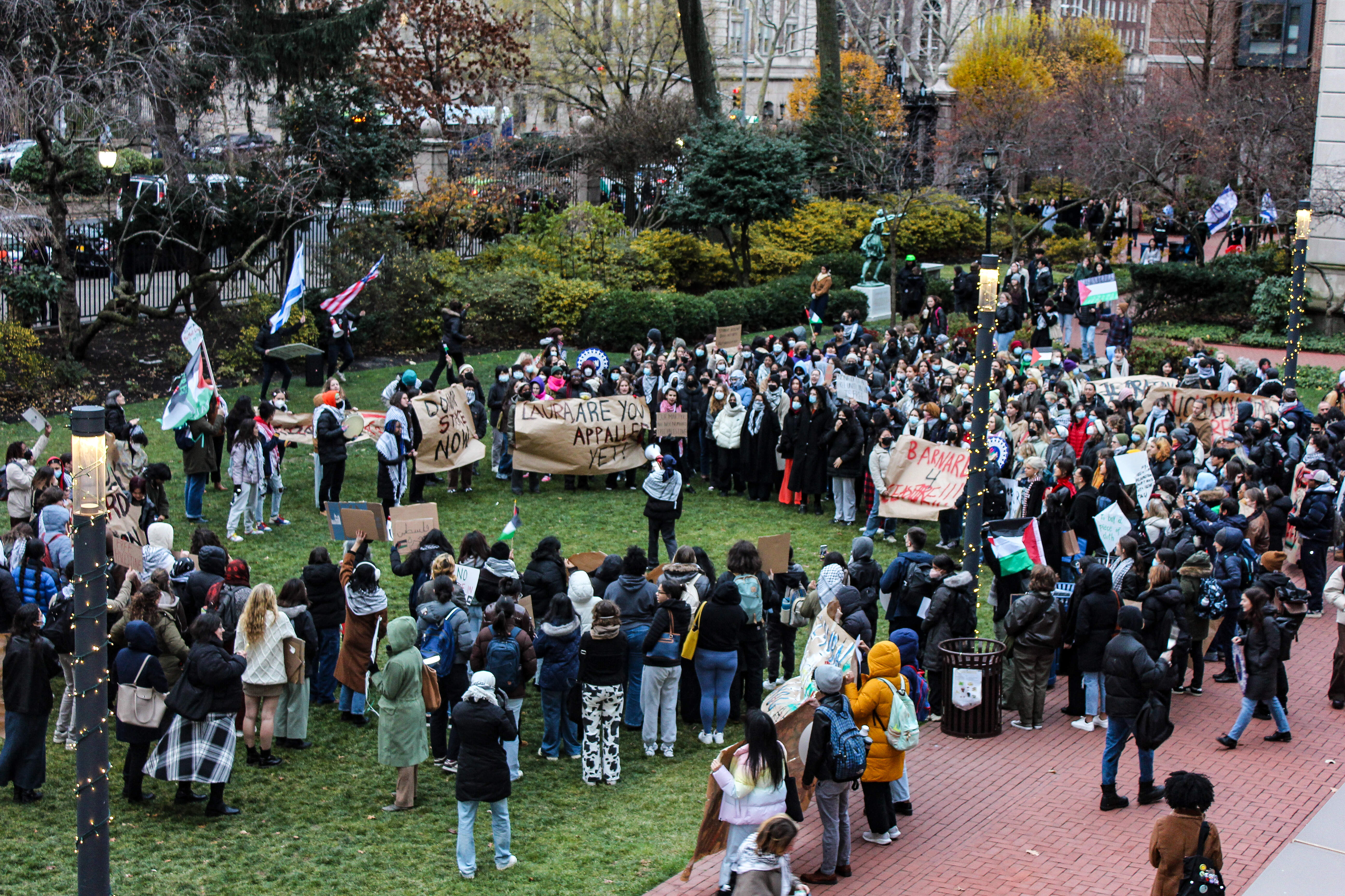 SJP and JVP protest on Barnard’s campus to demand permanent ceasefire