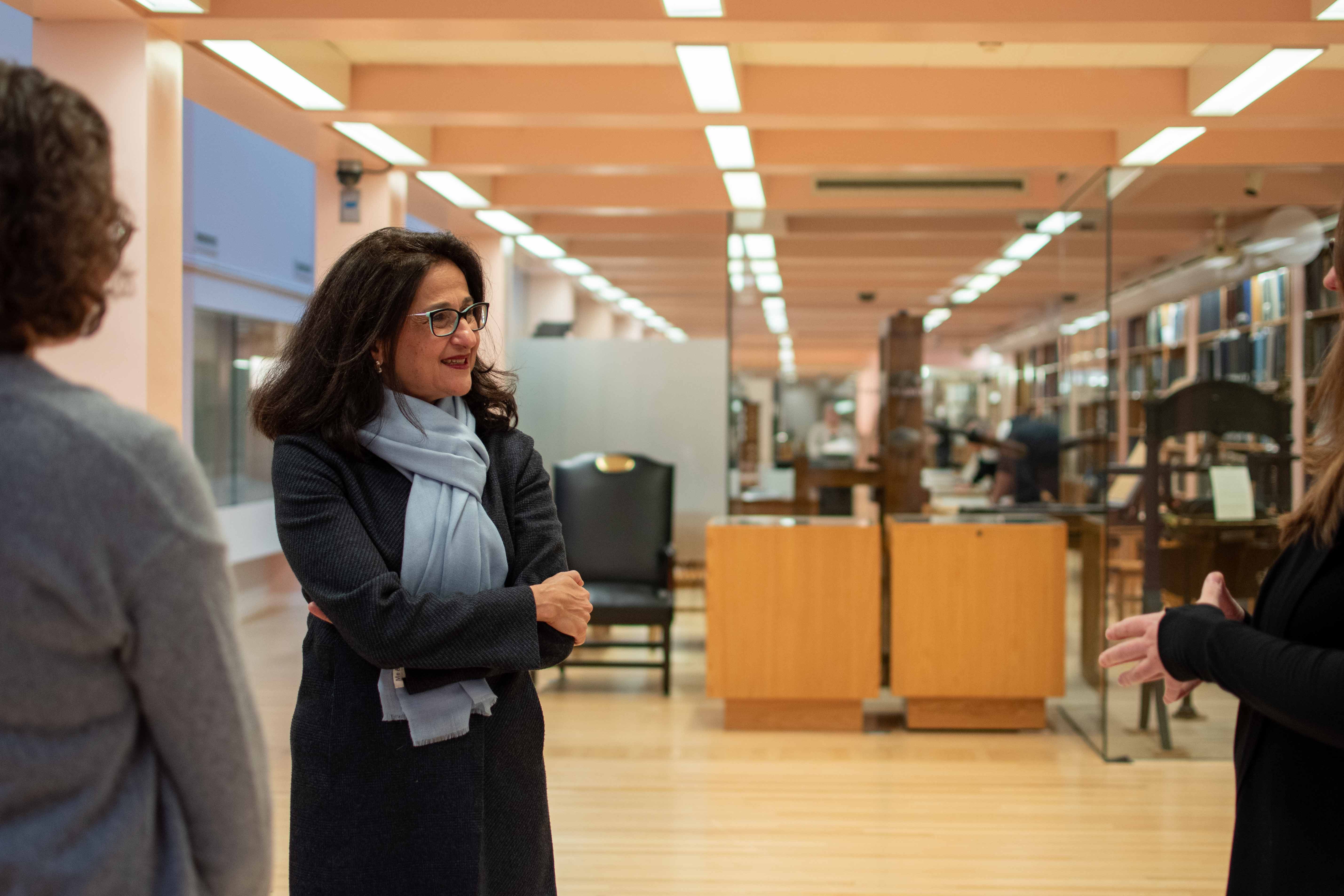 Shafik visits new Butler Library archival exhibit ahead of inauguration