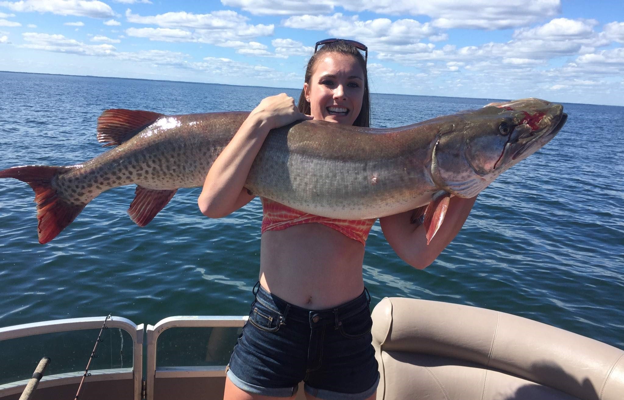 Minnesota woman's first muskie nearly breaks state record at 57 inches