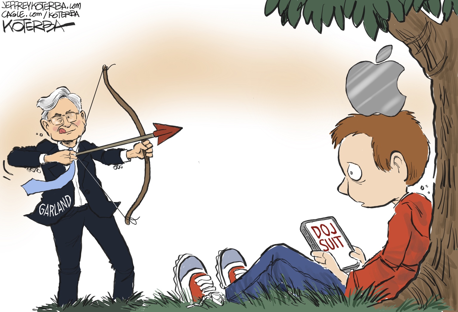 Editorial cartoon: Aiming at Apple