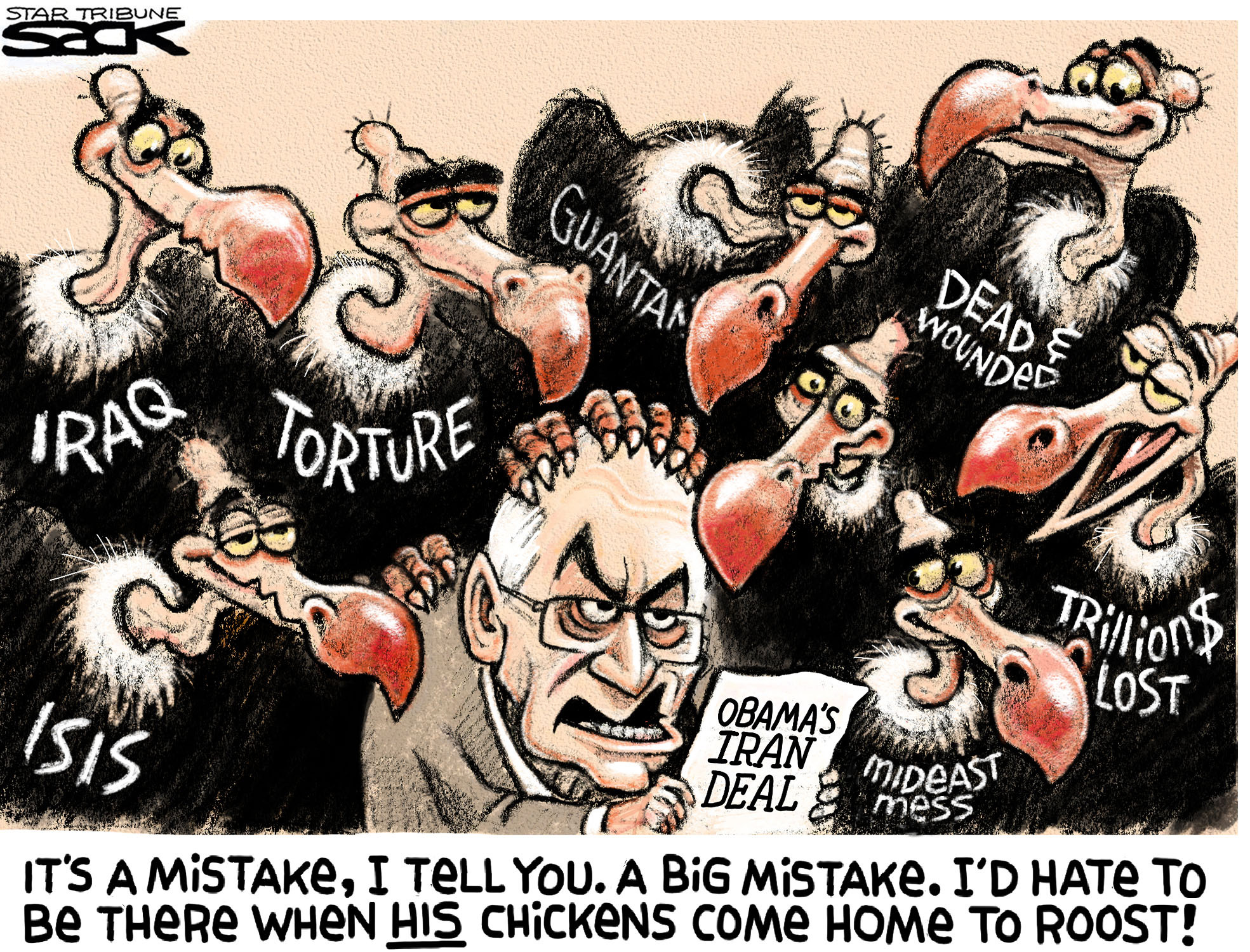 Sack cartoon: Dick Cheney