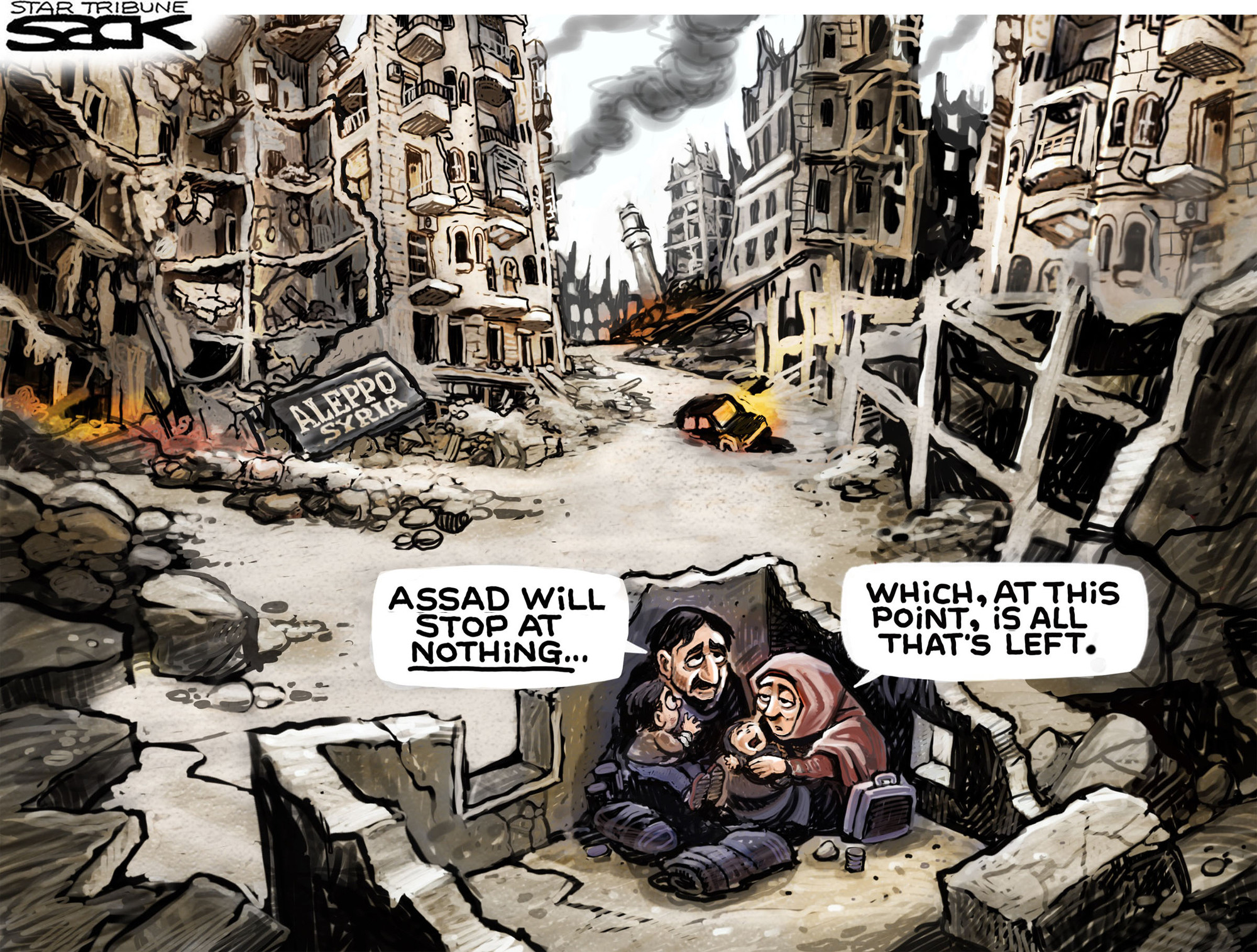 Sack cartoon: Syria