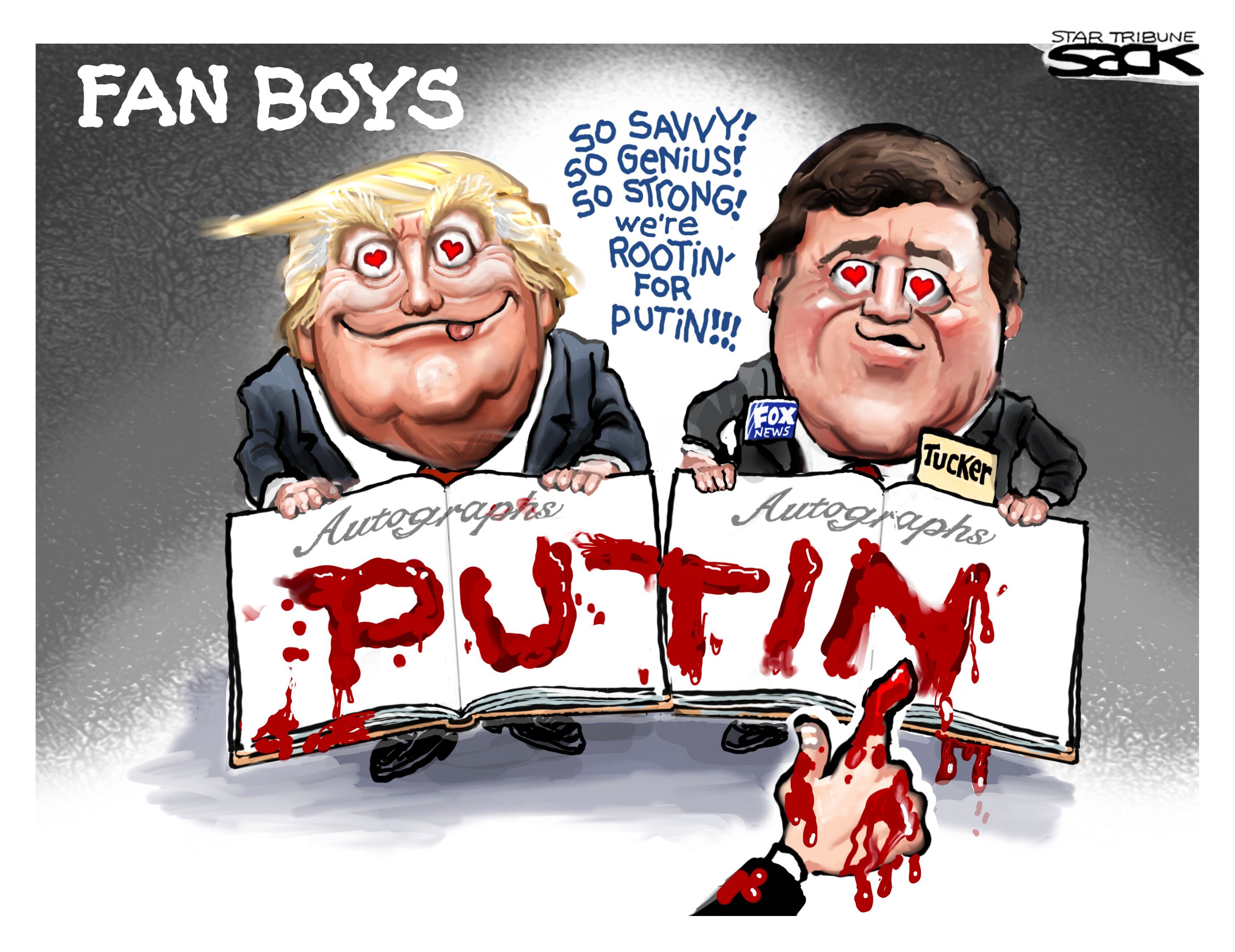 Sack cartoon: Putin's fans ...