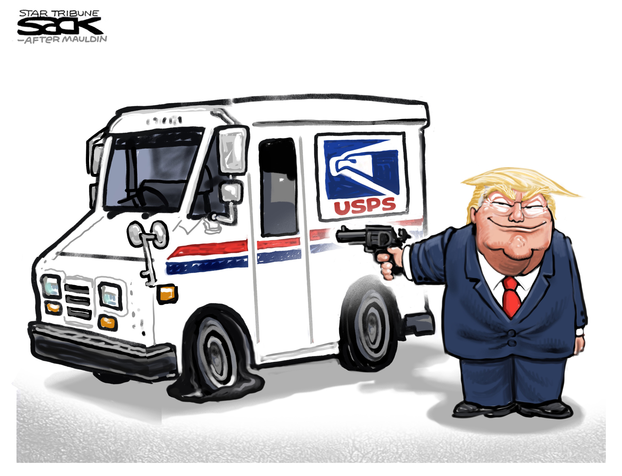Sack cartoon: Trump and the USPS