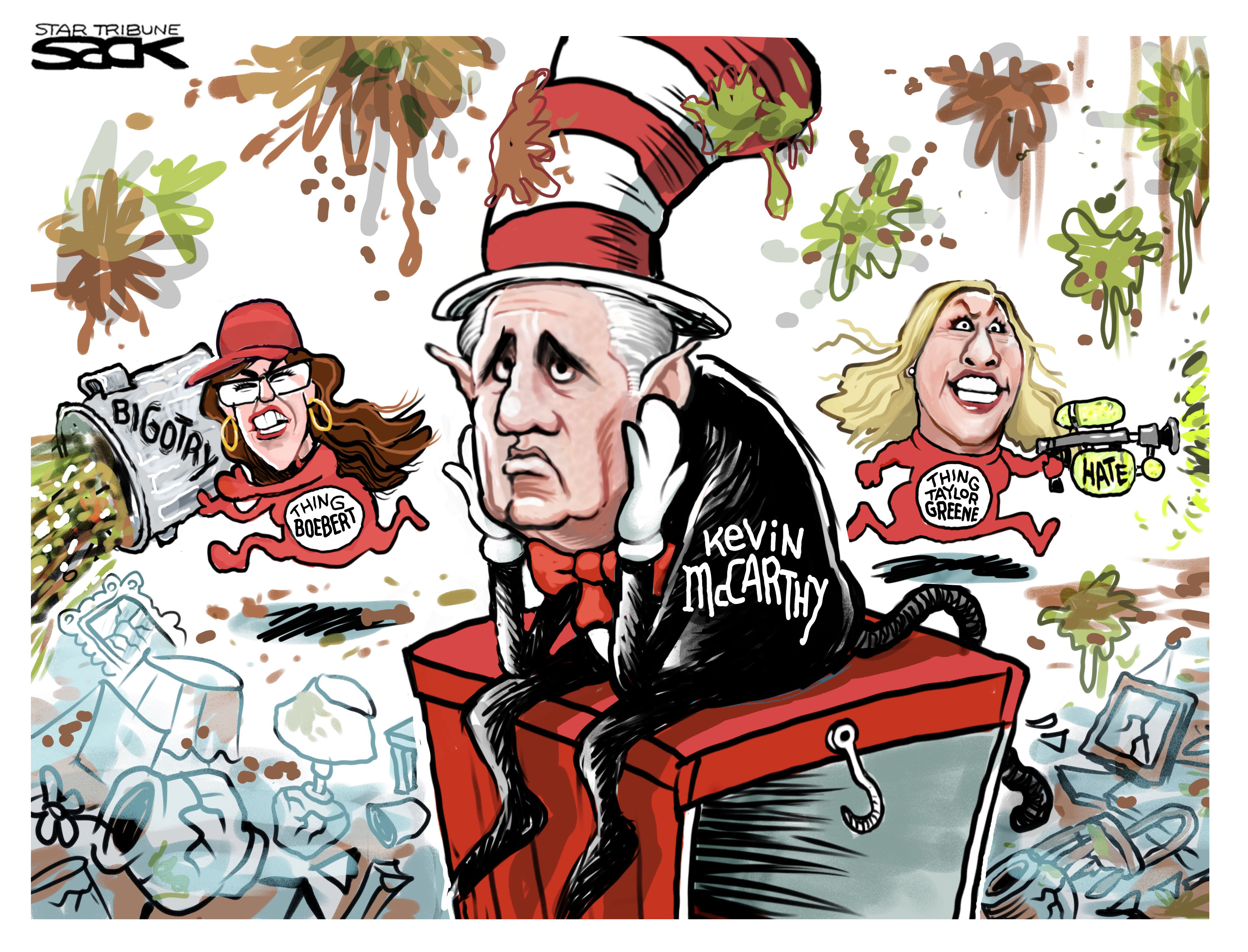 Sack cartoon: This mess is so big and so deep and so tall ...