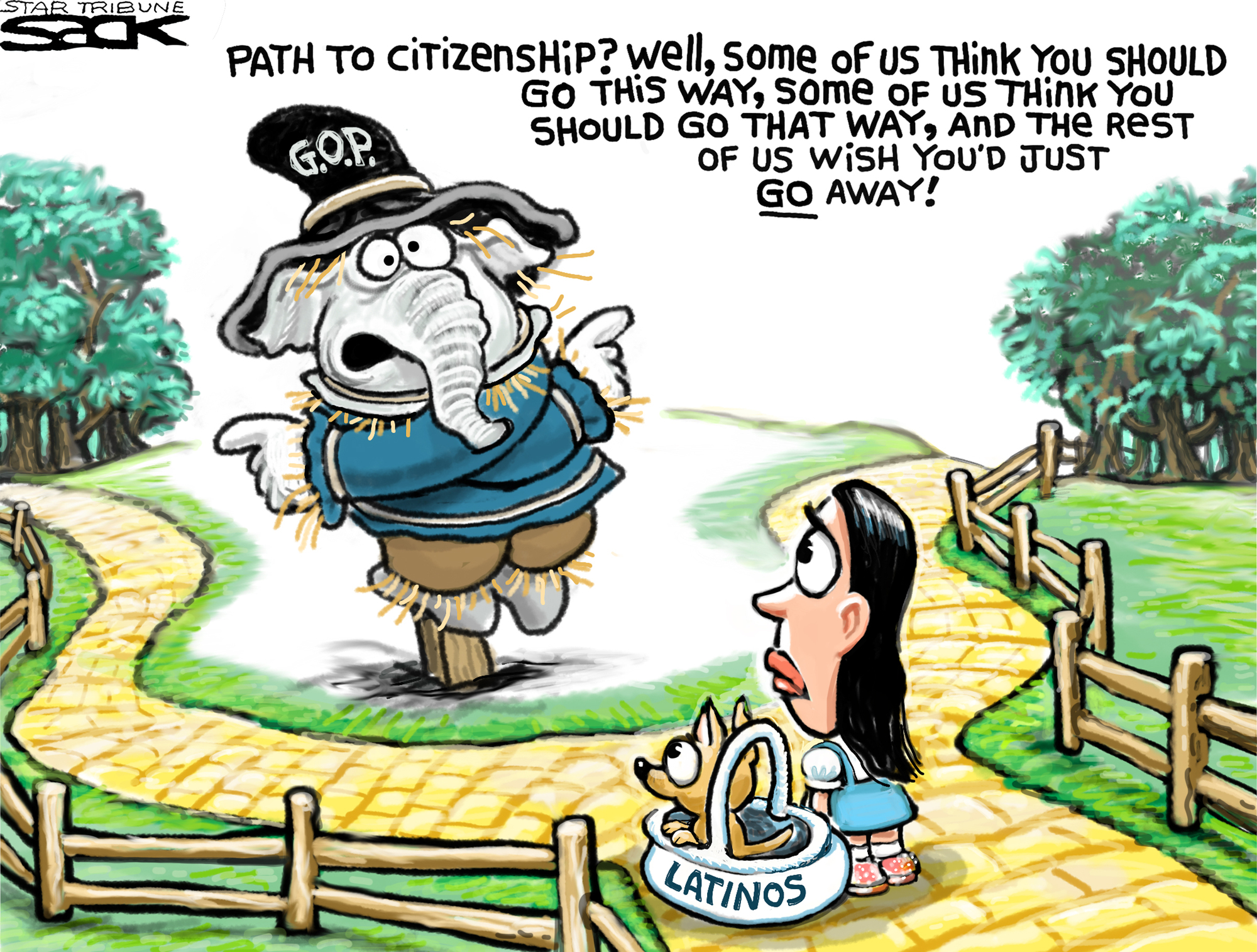 Sack cartoon: Immigration
