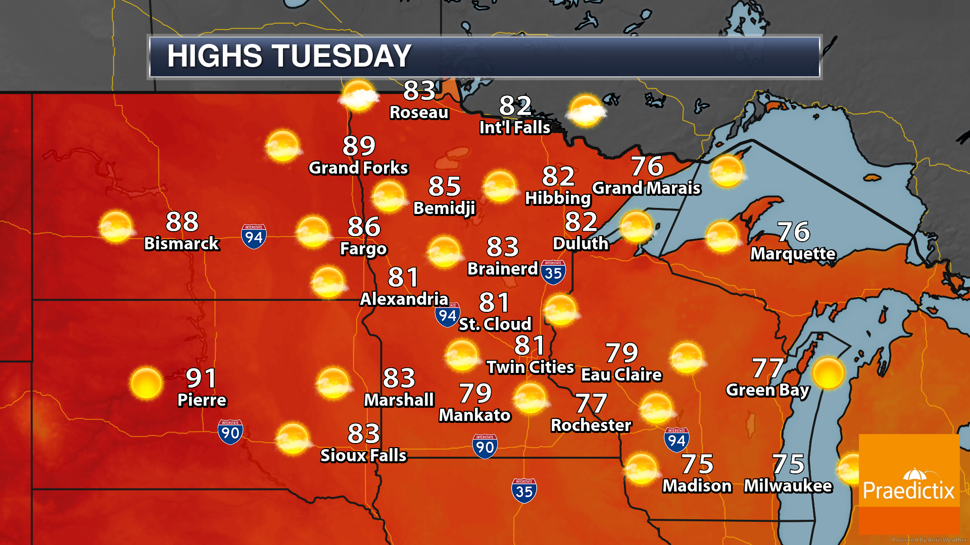 Tuesday: Foggy Start With Mainly Sunny Skies - 90s Return This Weekend