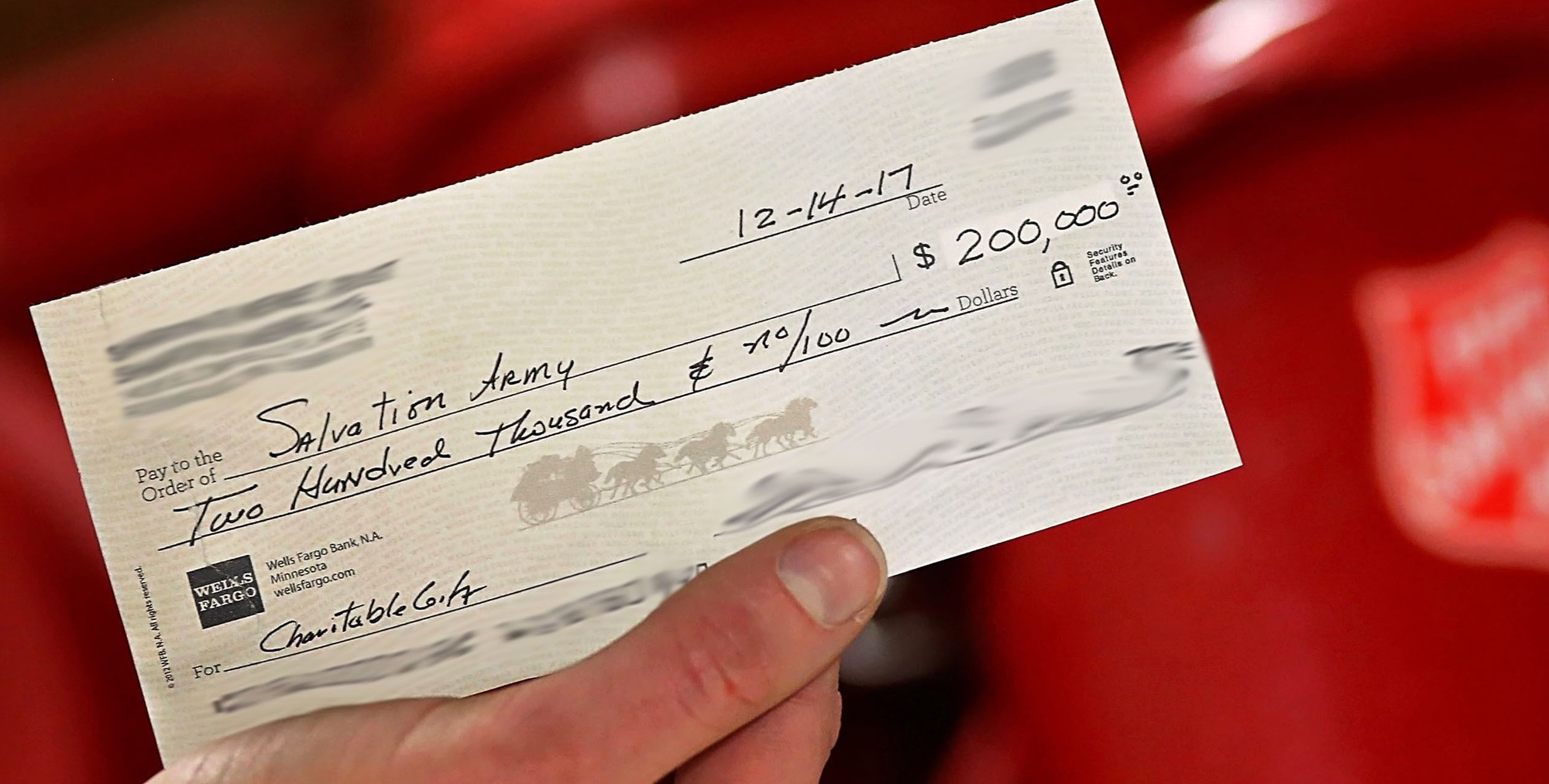 $200K check lands in Salvation Army red kettle