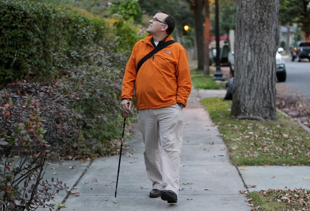 Stepping lively in city he loves