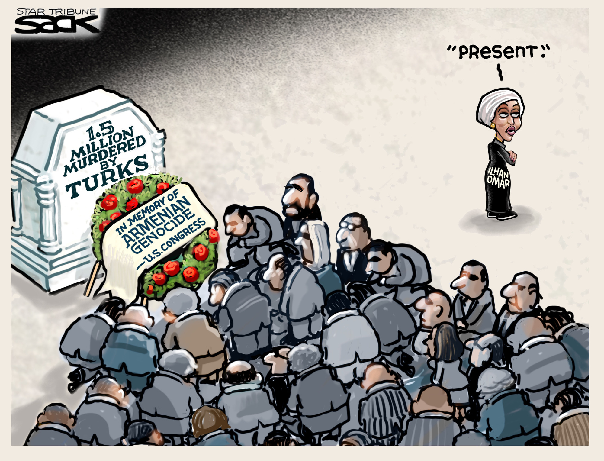 Sack cartoon: U.S. Rep. Ilhan Omar's vote on the Armenian Genocide
