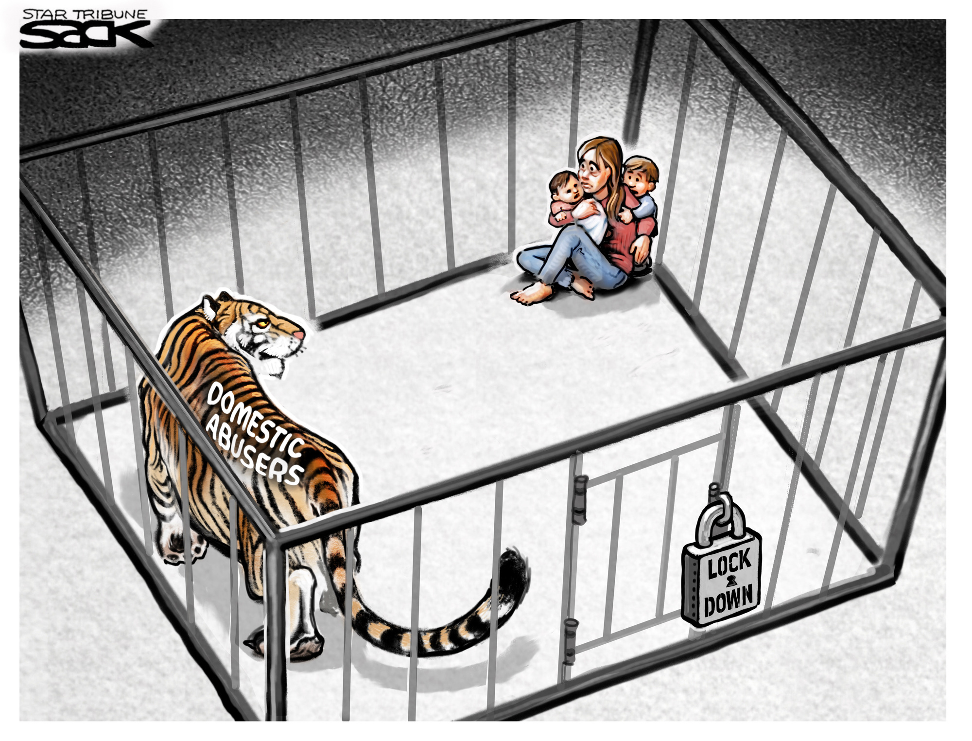 Sack cartoon: Danger at home