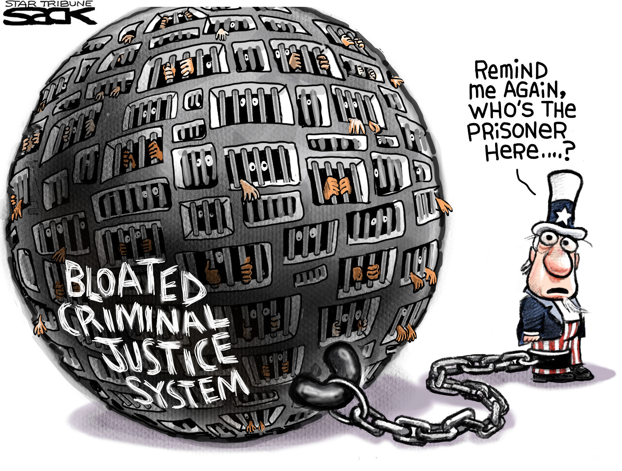 Sack cartoon: Criminal justice