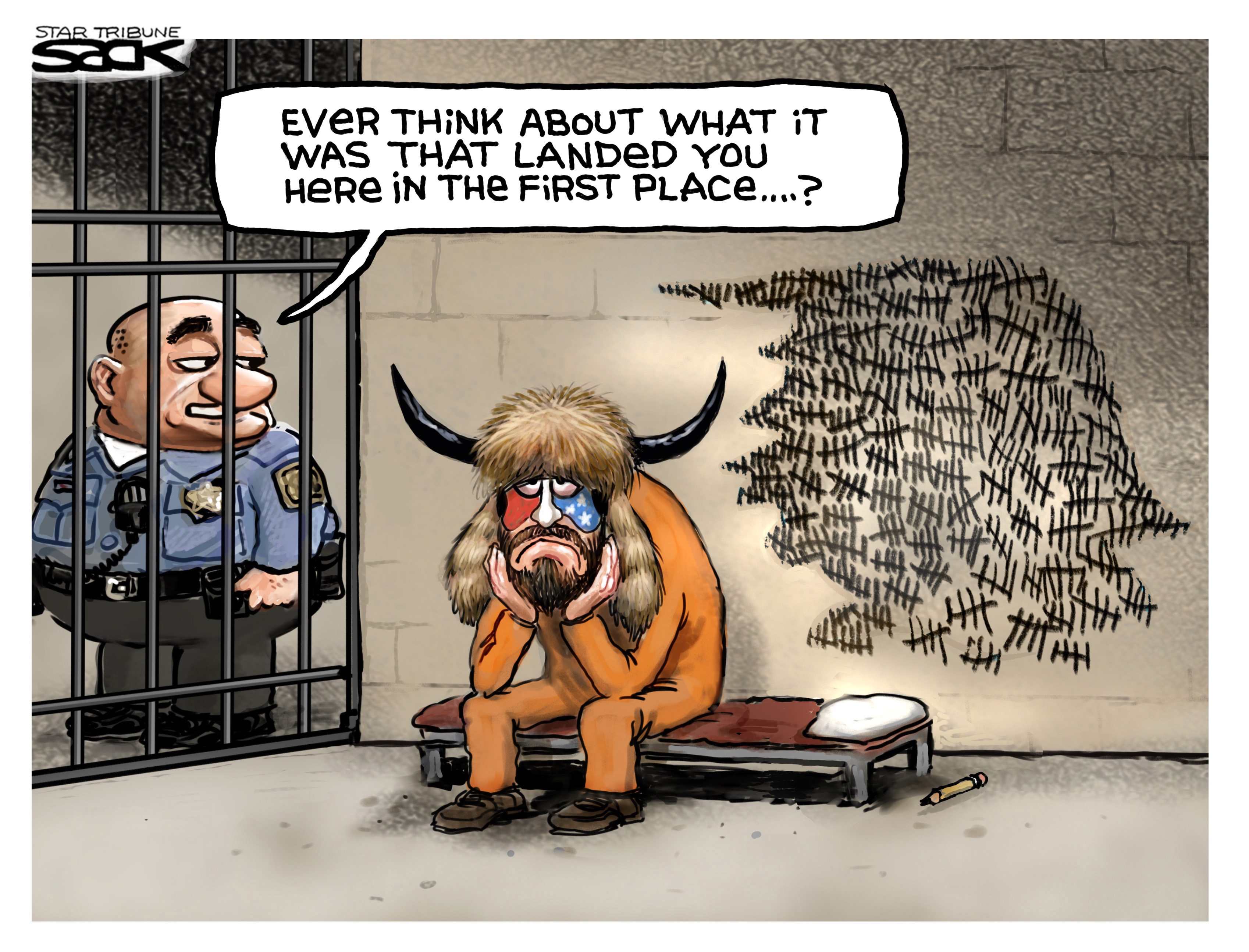 Sack cartoon: Consequences for Jake Angeli
