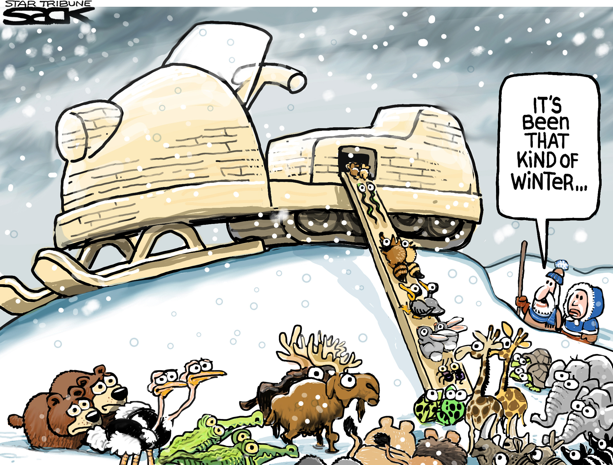 Sack cartoon: Winter