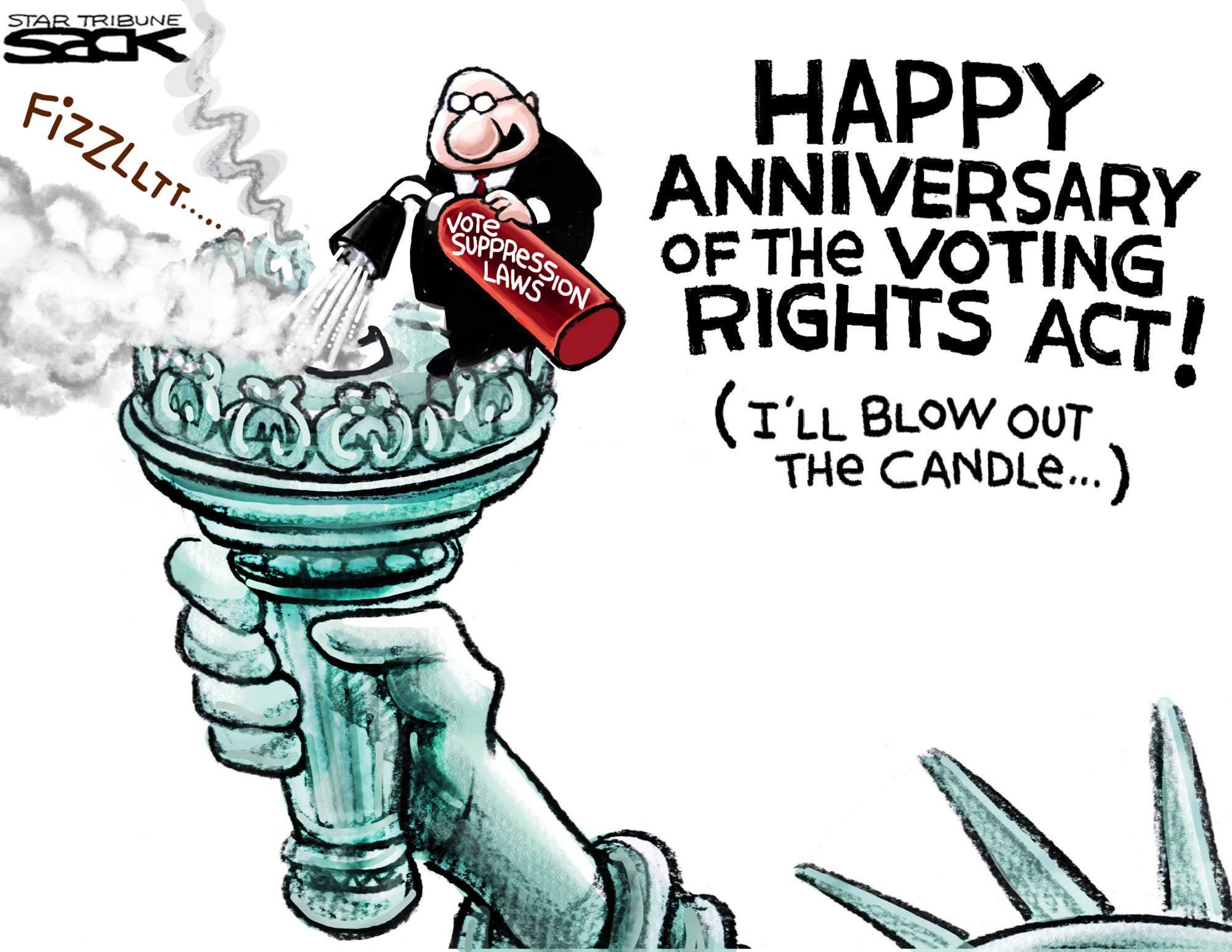 Sack cartoon: Anniversary of the Voting Rights Act