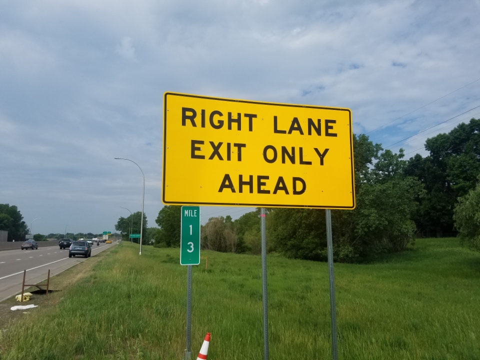Why new 'Exit Only' signs have appeared on Hwy. 100