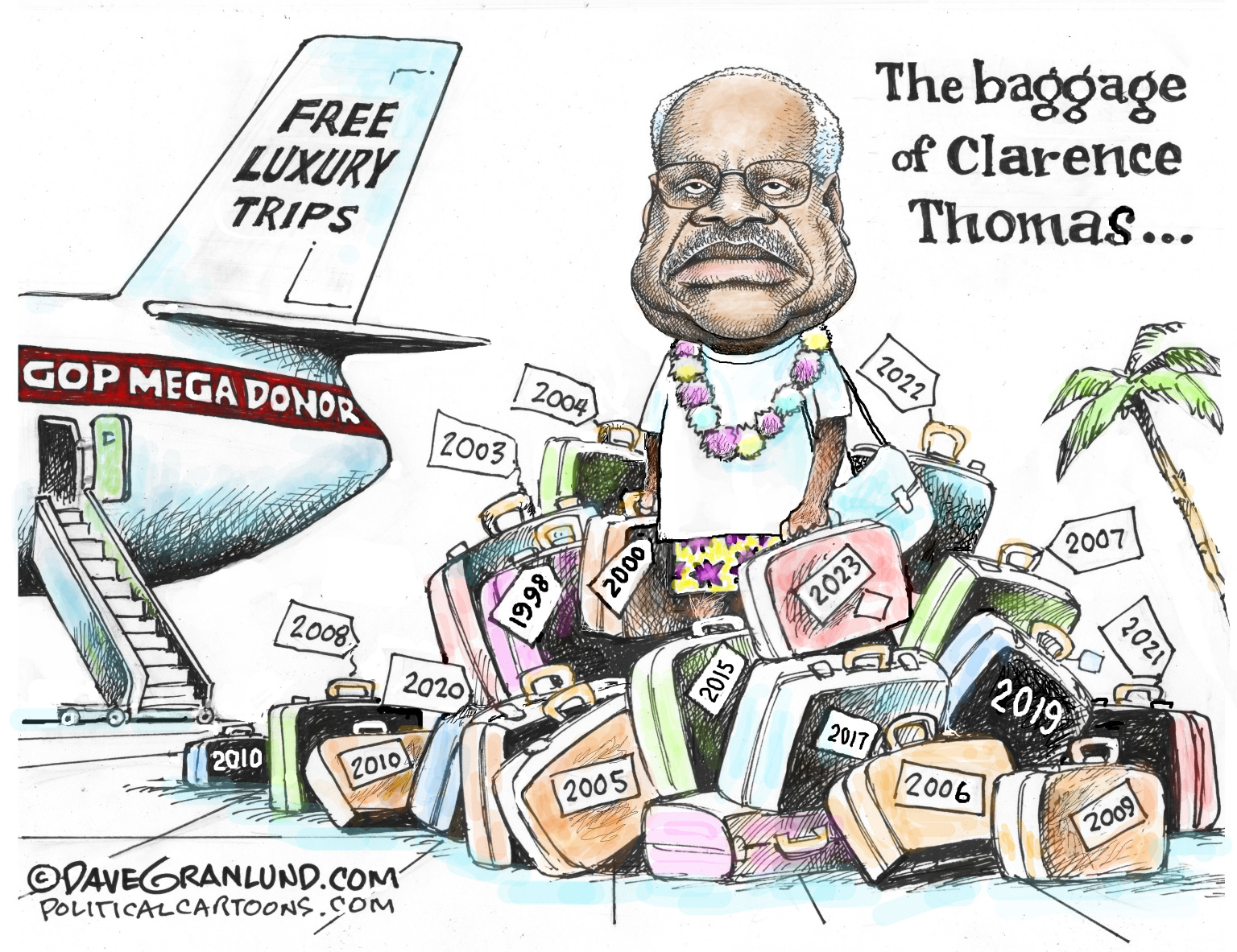 Editorial cartoon: Clarence Thomas's baggage
