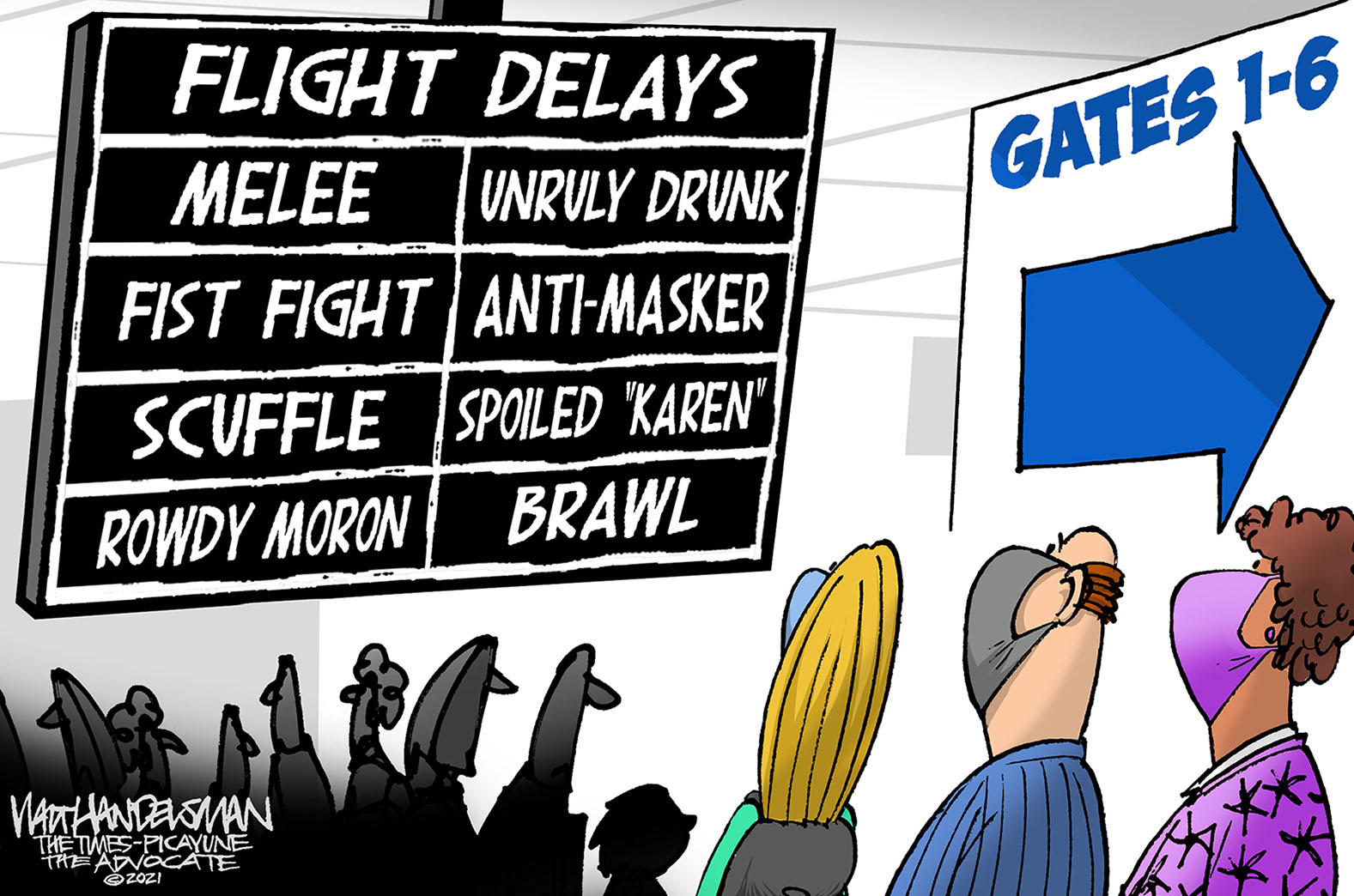 Editorial cartoon: Walt Handelsman on flight delays
