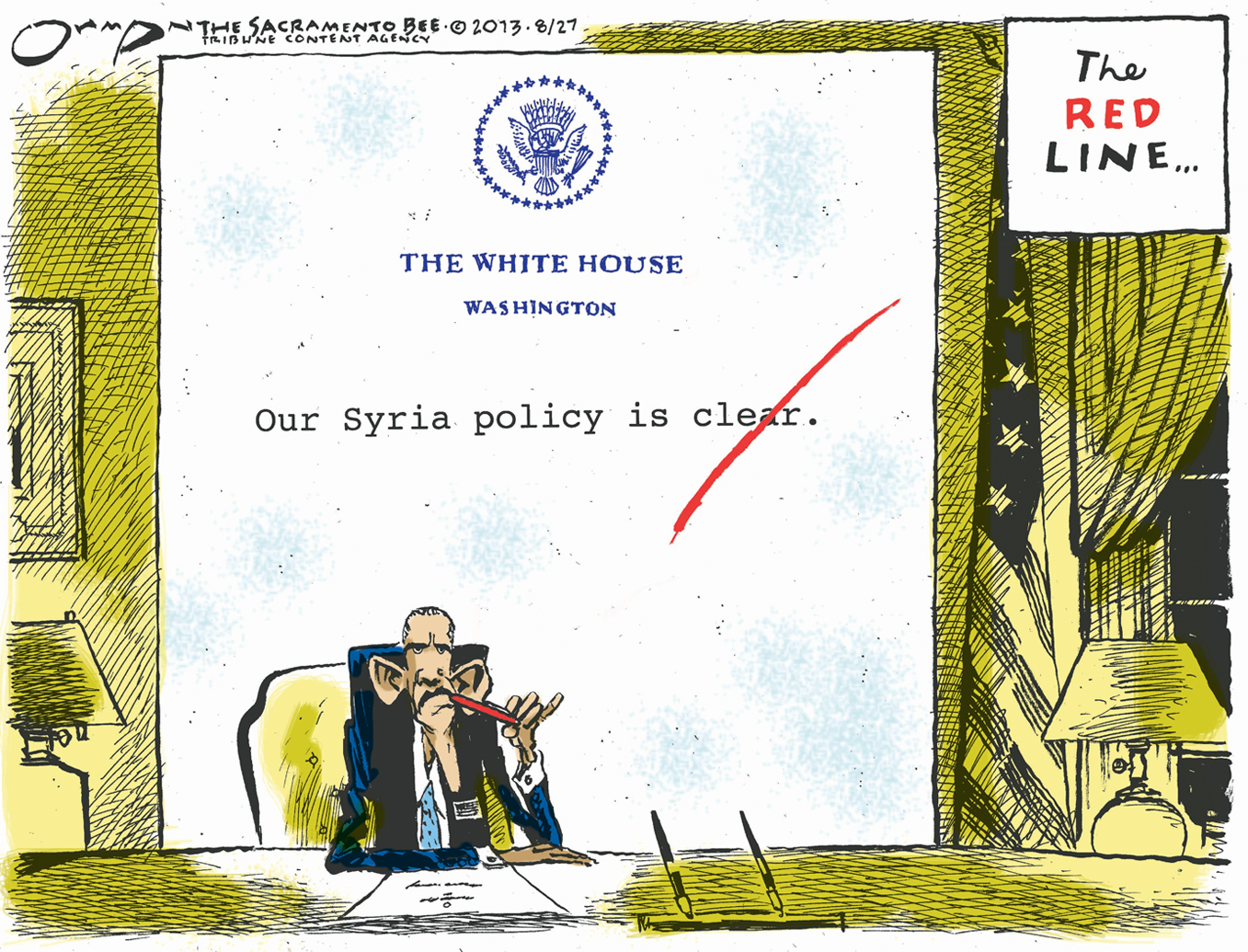 Editorial cartoon: The red line