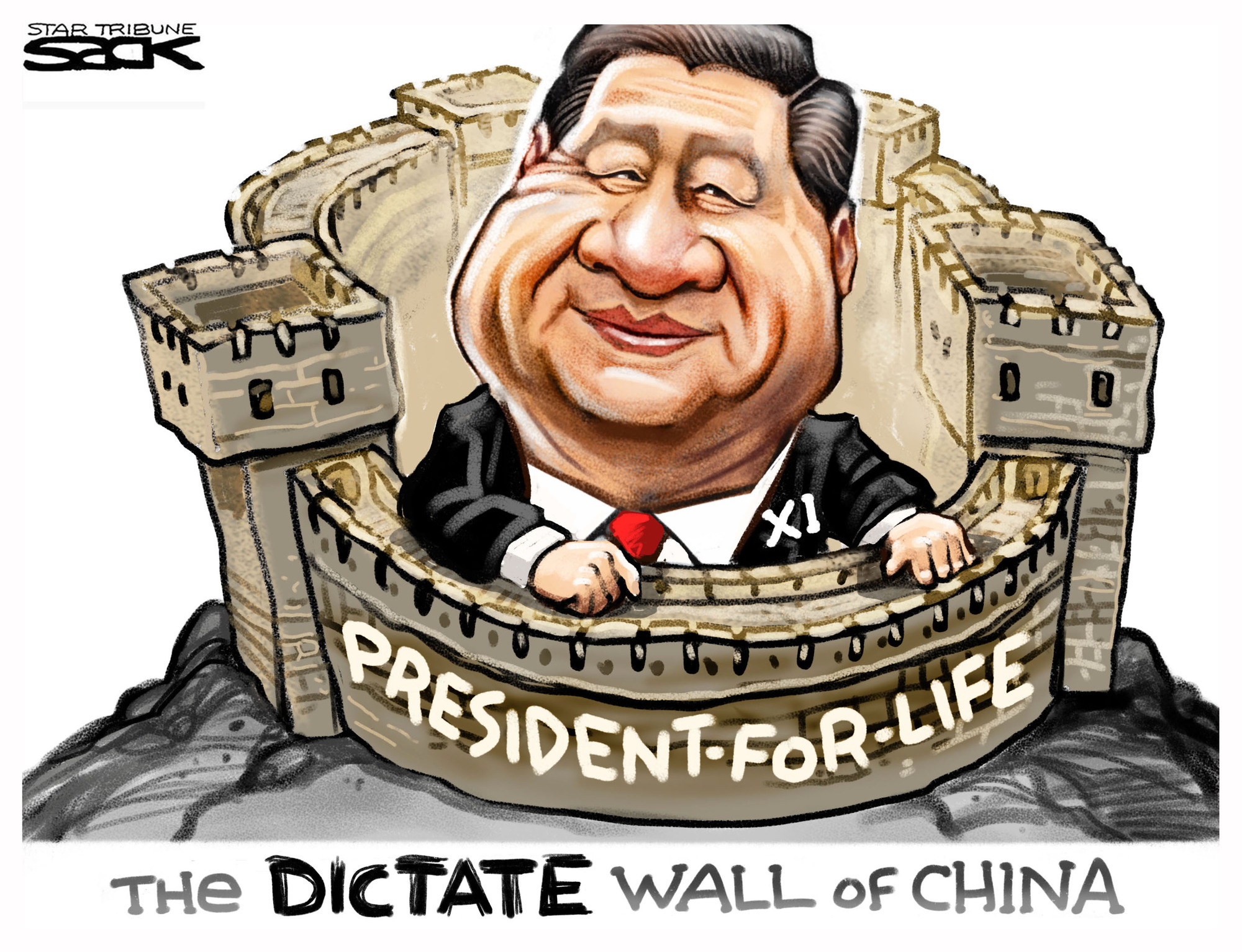 Sack cartoon: Xi Jinping