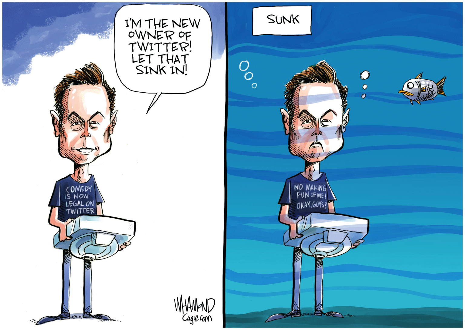 Editorial cartoon: Dave Whamond on Musk and Twitter