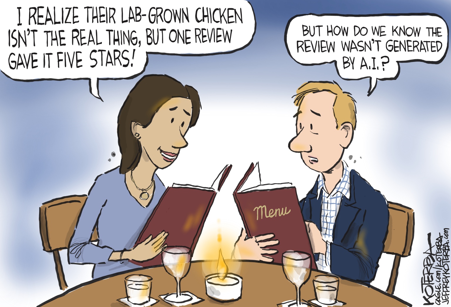 Editorial cartoon: Lab-grown chicken