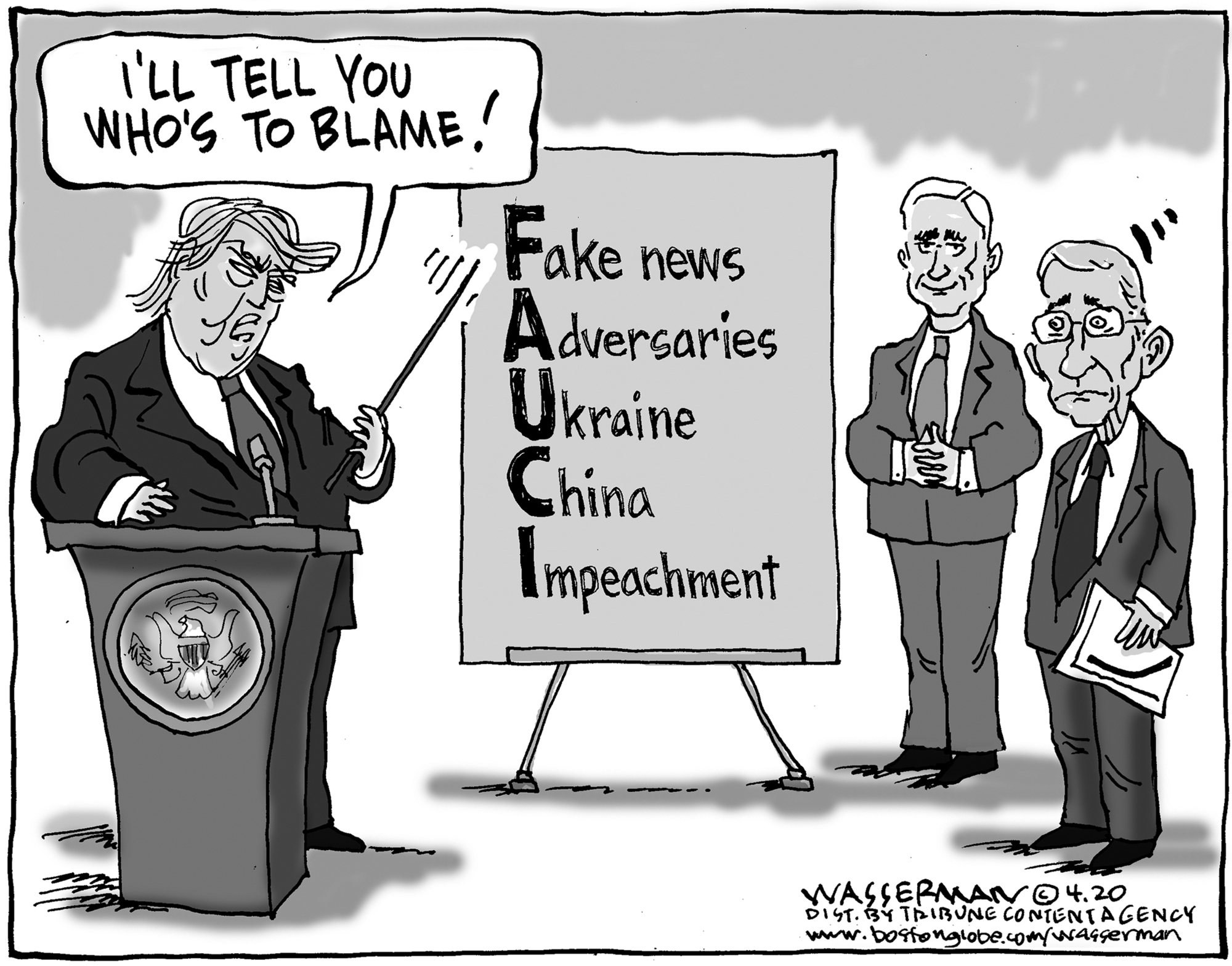 Editorial cartoon: Dan Wasserman on blame
