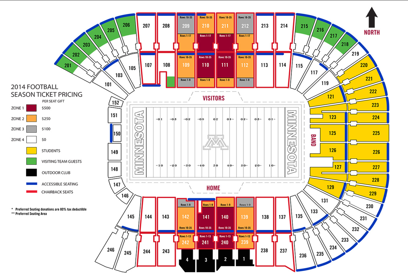 Cost for Gophers football season tickets to rise for most seats