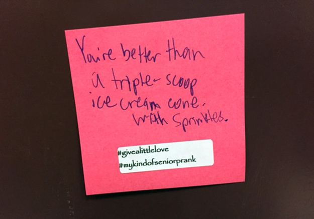 New Prague senior 'pranks' other students with positive locker notes