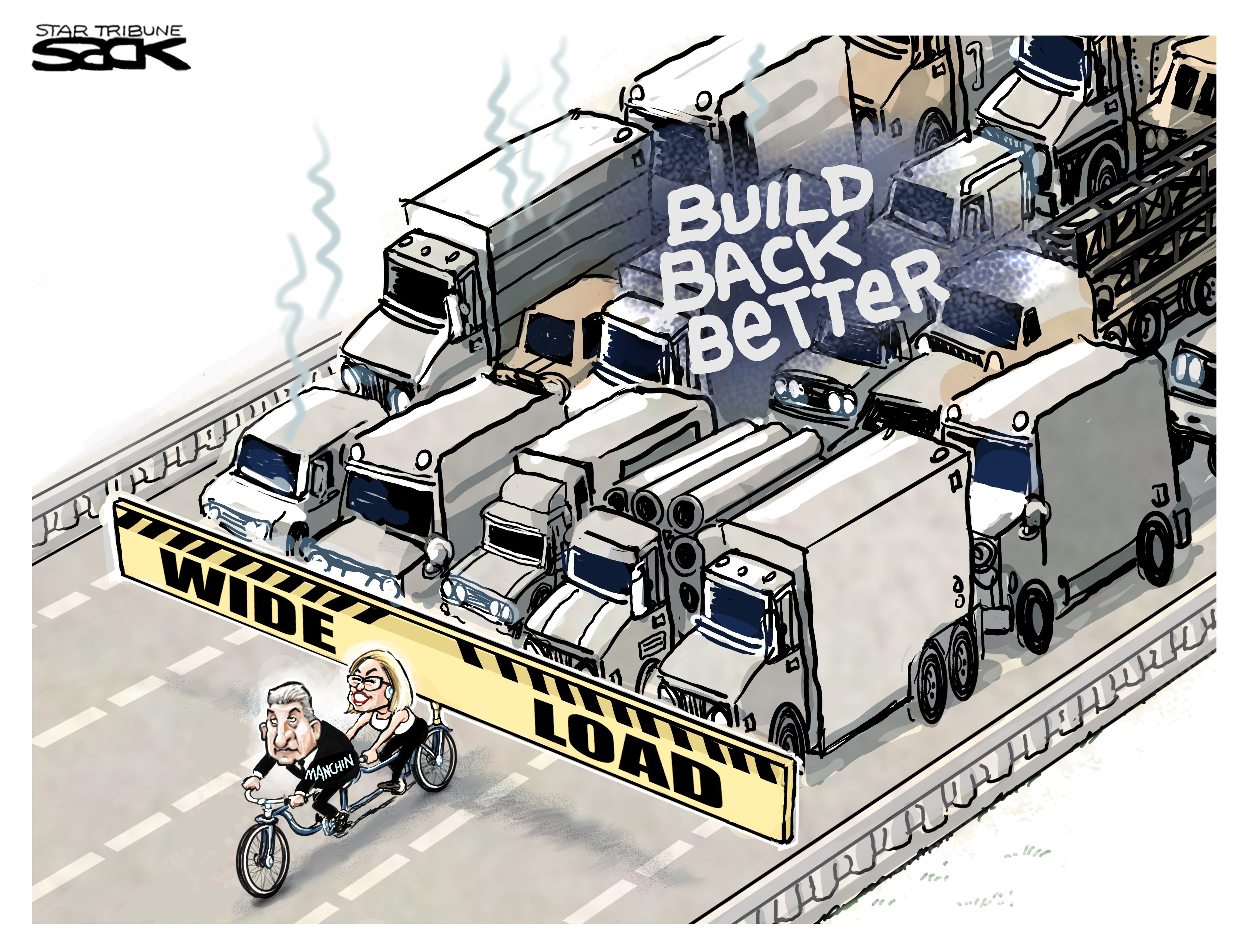 Sack cartoon: Traffic jam