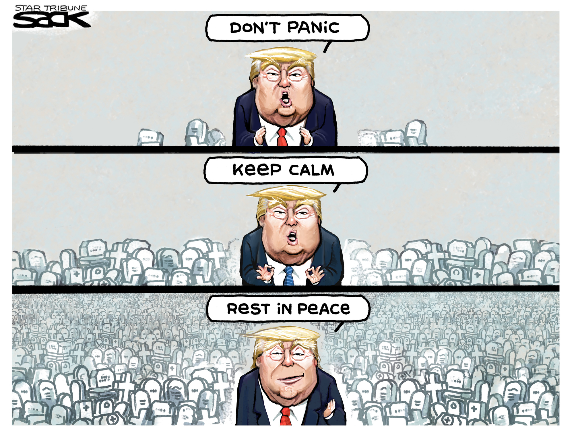 Sack cartoon: Don't panic